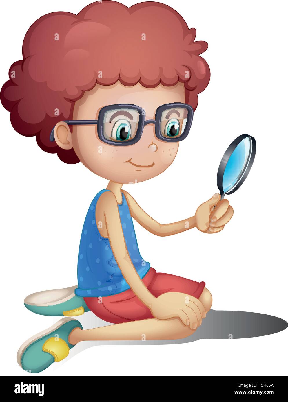 A boy with magnifying glass illustration Stock Vector Image & Art - Alamy