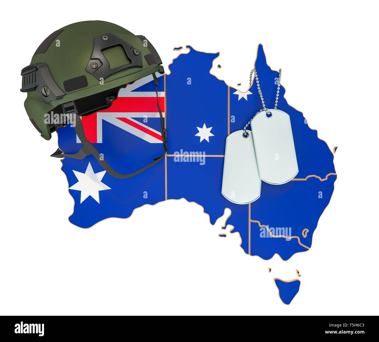 Australian military force, army or war concept. 3D rendering isolated ...