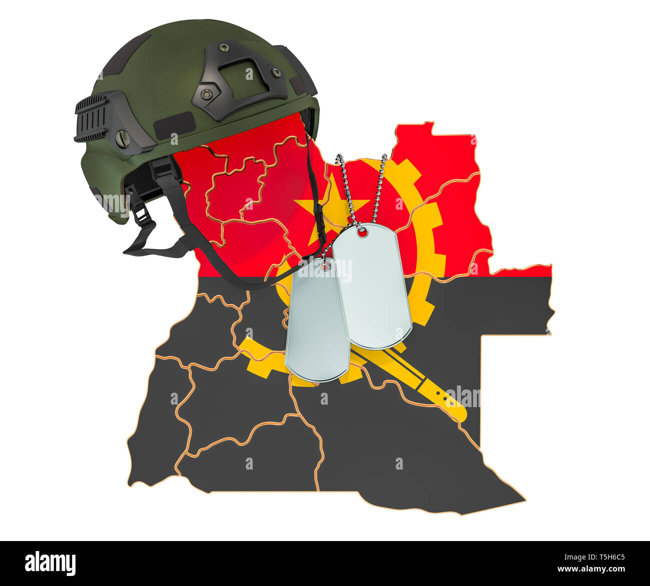 Angolan military force, army or war concept. 3D rendering isolated on ...