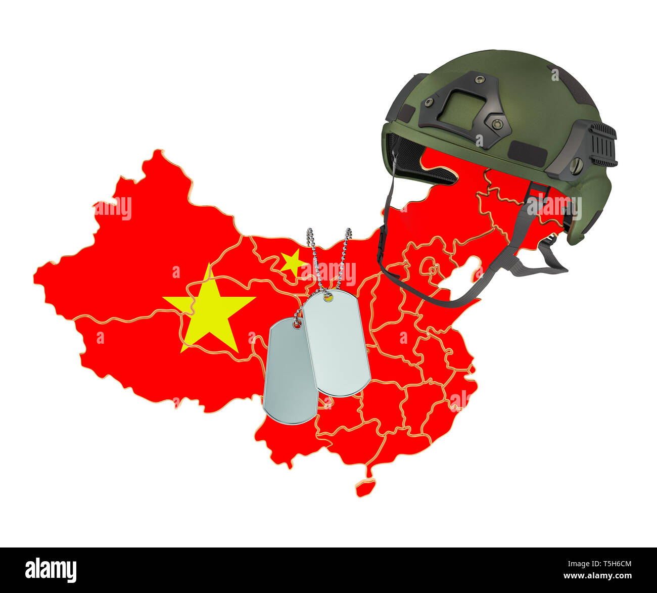 Chinese military force, army or war concept. 3D rendering isolated on ...