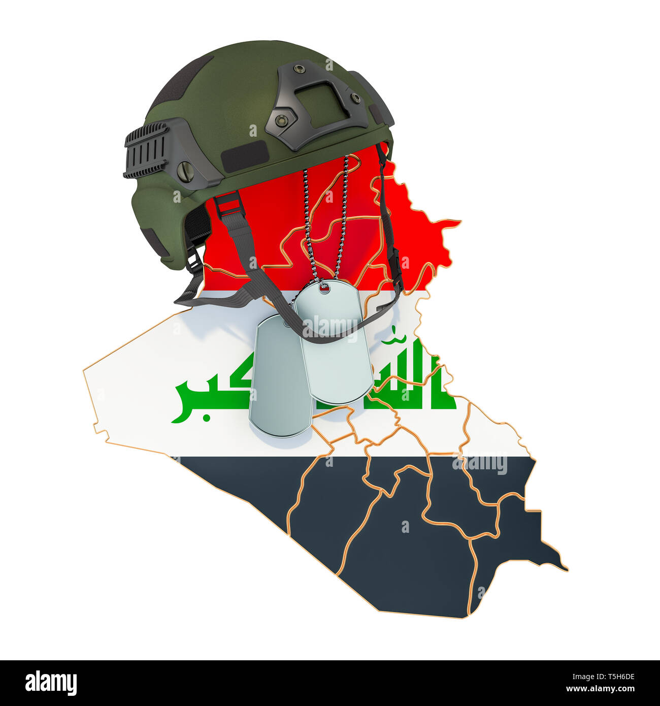 Iraqi military force, army or war concept. 3D rendering isolated on ...