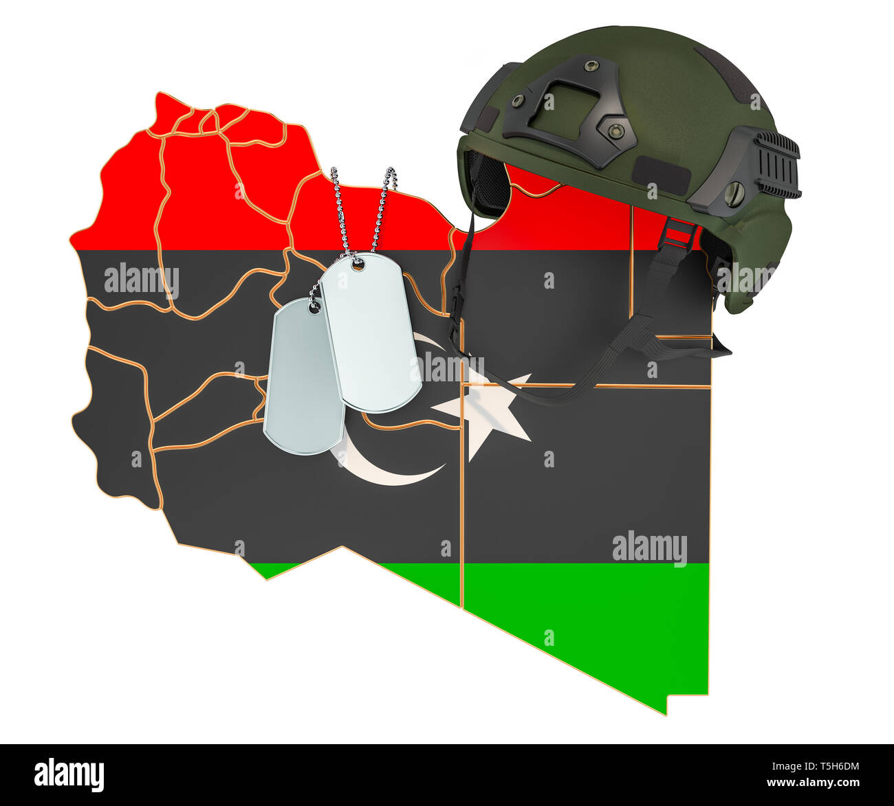 Libyan military force, army or war concept. 3D rendering isolated on ...