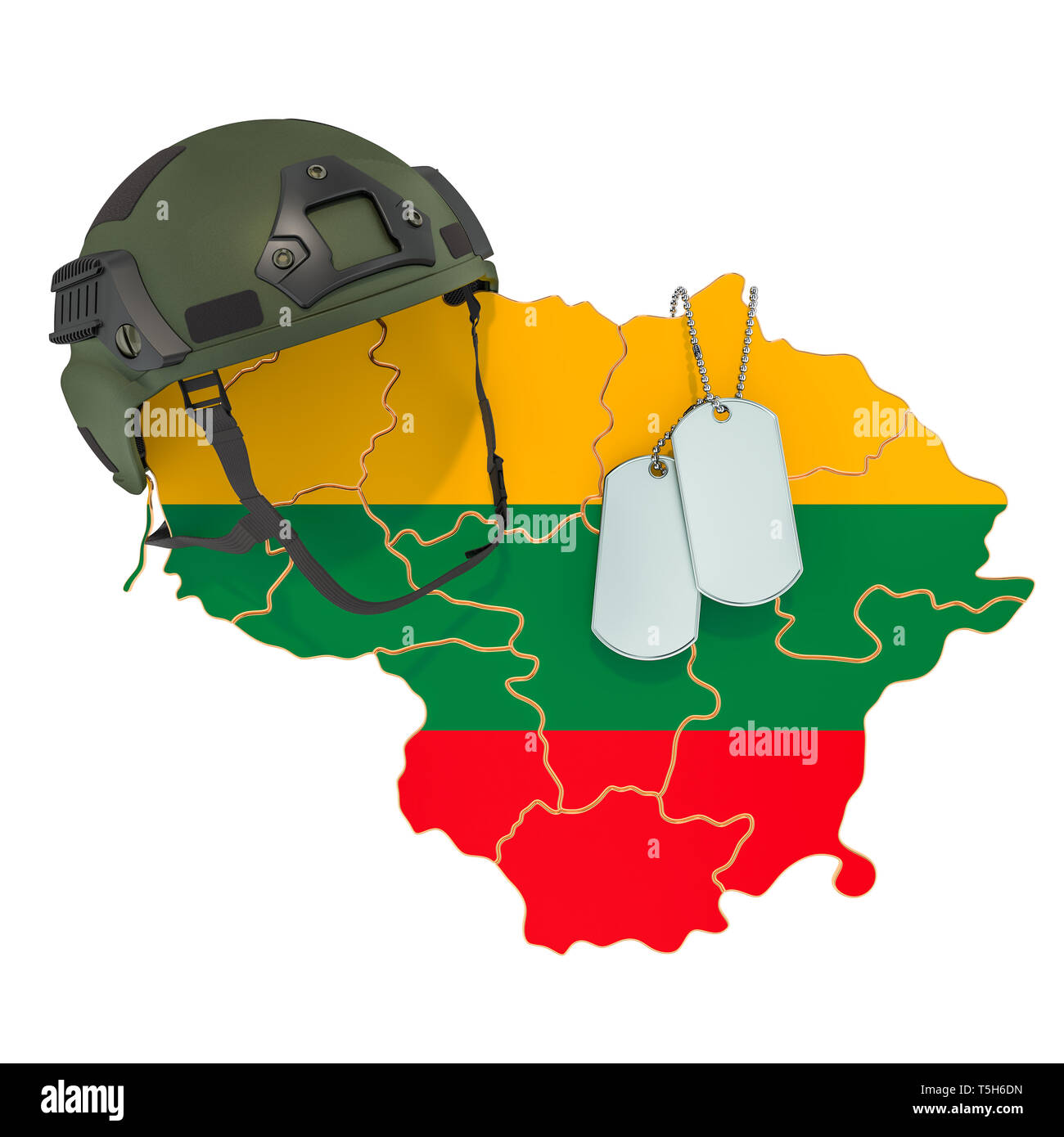 Lithuanian military force, army or war concept. 3D rendering isolated ...