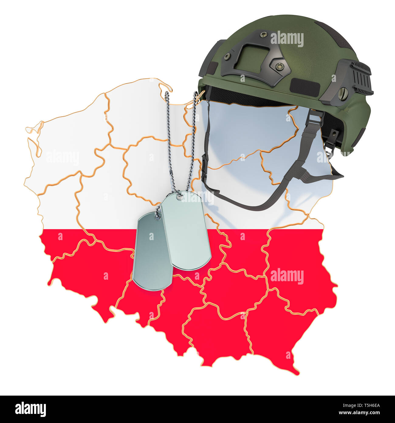 Polish military force, army or war concept. 3D rendering isolated on ...