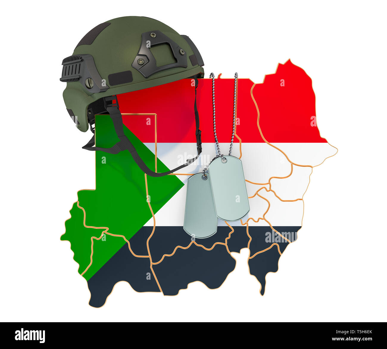 Sudanese military force, army or war concept. 3D rendering isolated on ...
