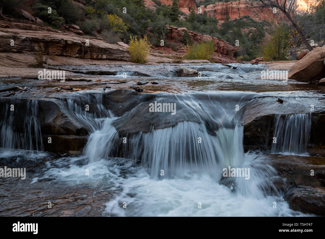Lovely small waterfall in red rock canyon in Sedona, Arizona Stock ...