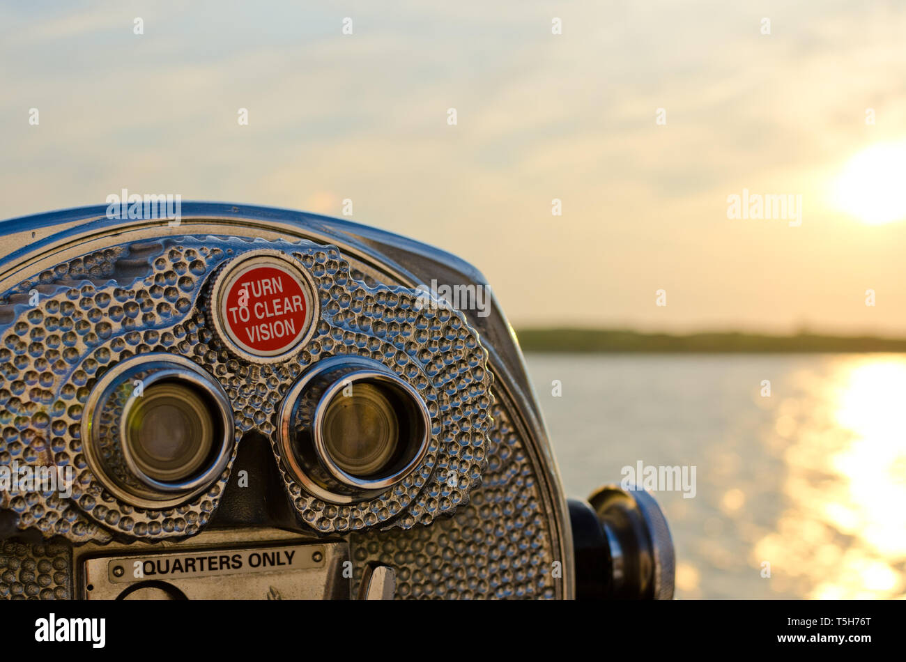 Tourist Binoculars with a cryptic message: turn to clear vision Stock ...