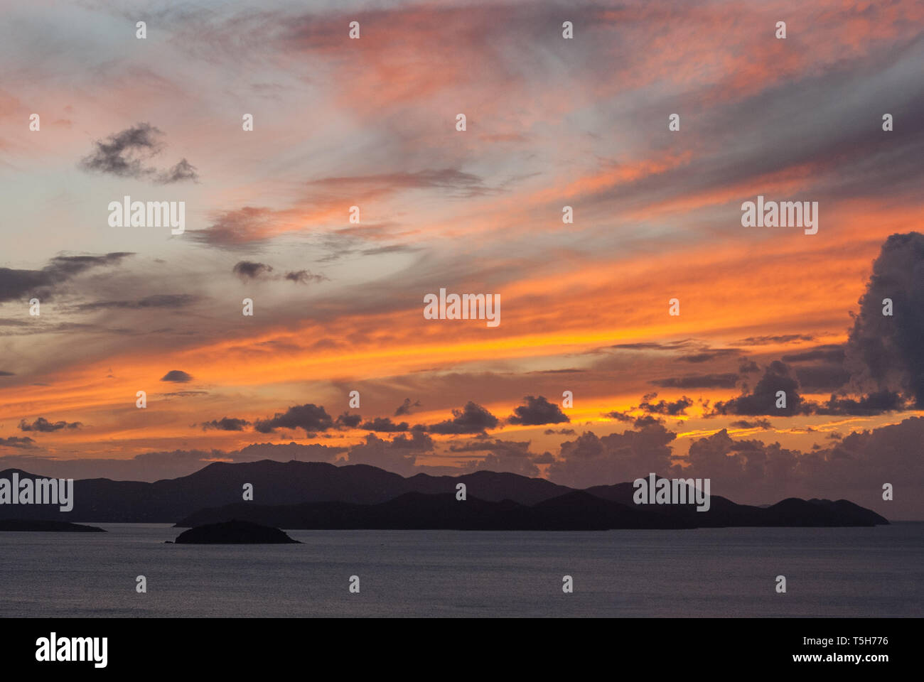 Sunset over St. John's in the US Virgin Islands Stock Photo - Alamy
