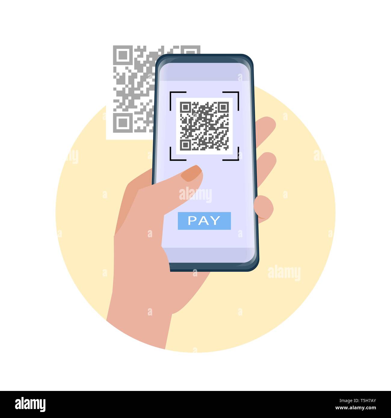 Qr code payment. Hand holding smartphone to use the app to pay with qr ...