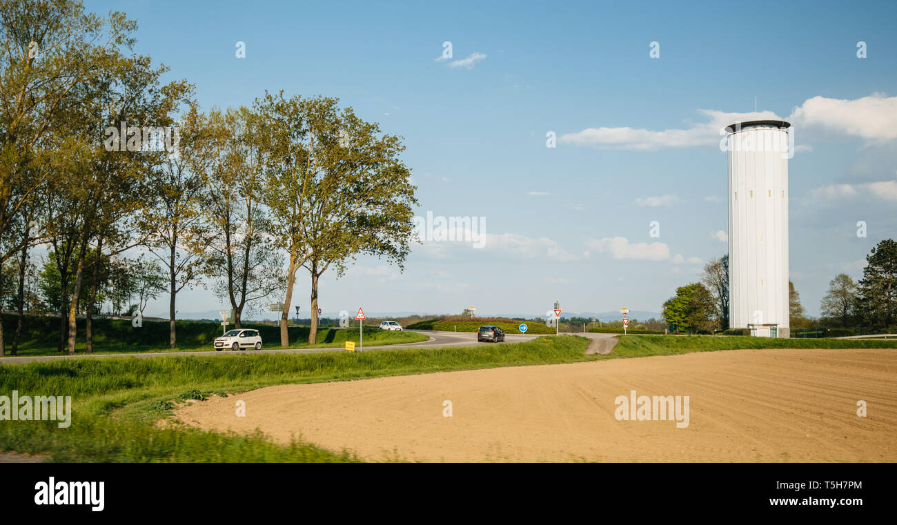 Strasbourg, France - Apr 19, 2019: French intersection with cars and ...
