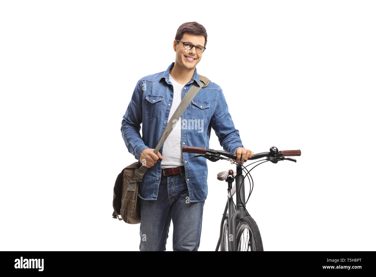Handsome young man bicycle hi-res stock photography and images - Alamy