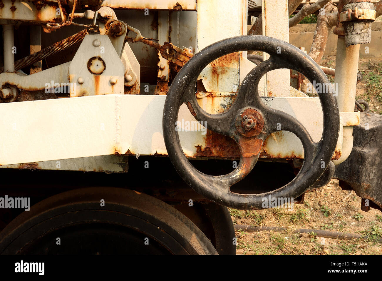 Old and rusty industrial pipe valve at power plant, Metalworking ...