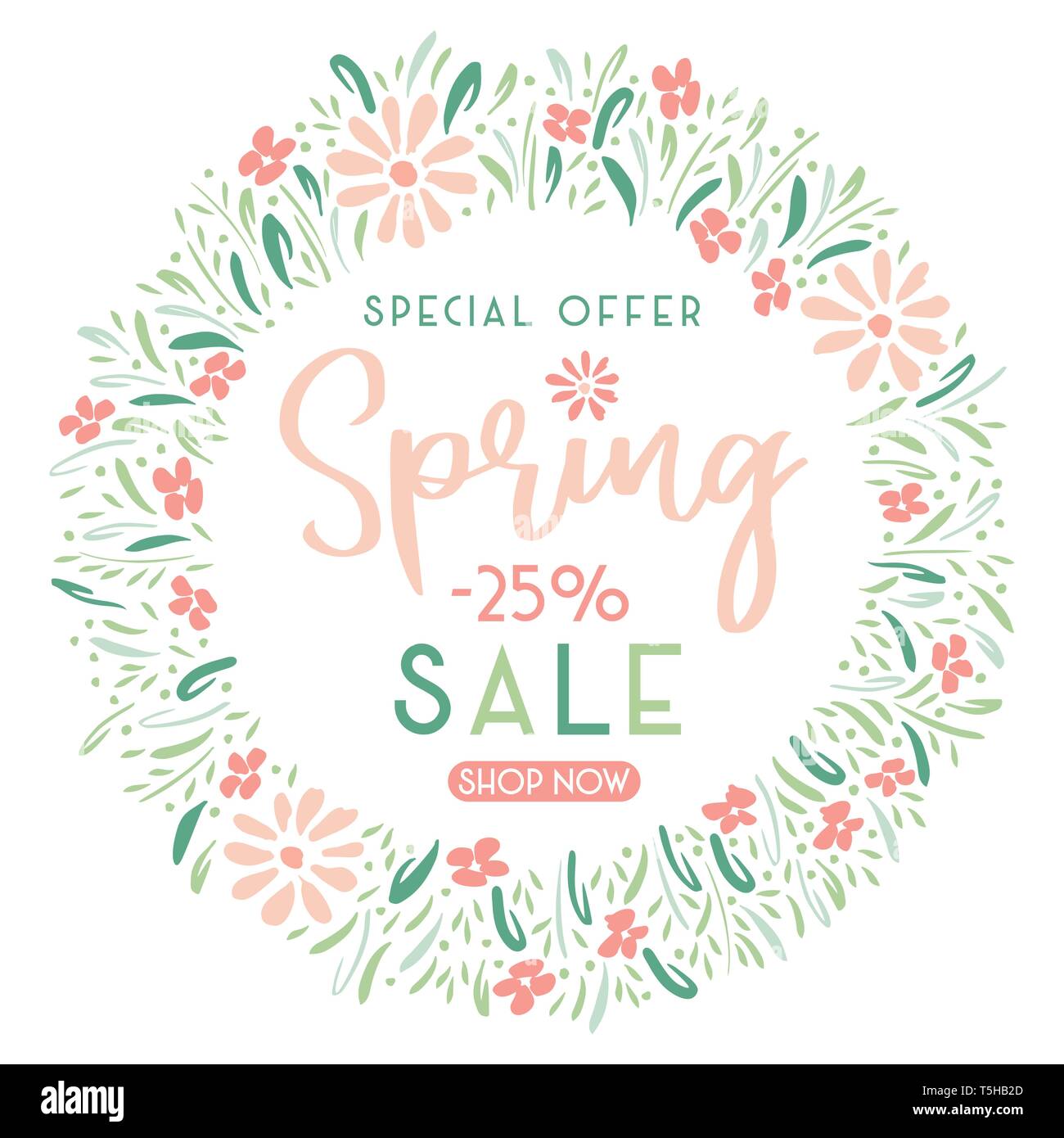 Elegant Hand-Painted Spring Sale Promotion Square Banner with Floral ...
