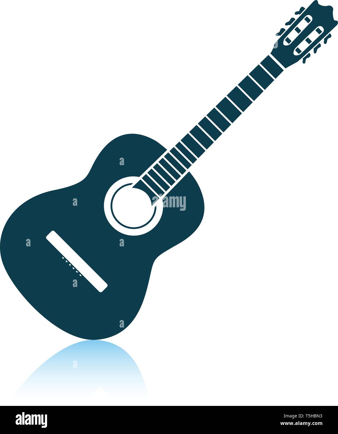 Acoustic guitar icon. Shadow reflection design. Vector illustration ...