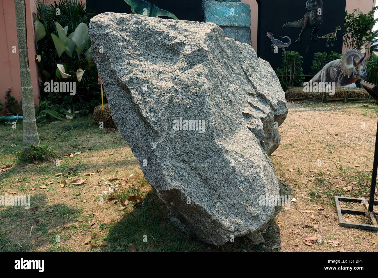 Granite Stone, Fragment of granite on ground High resolution image ...