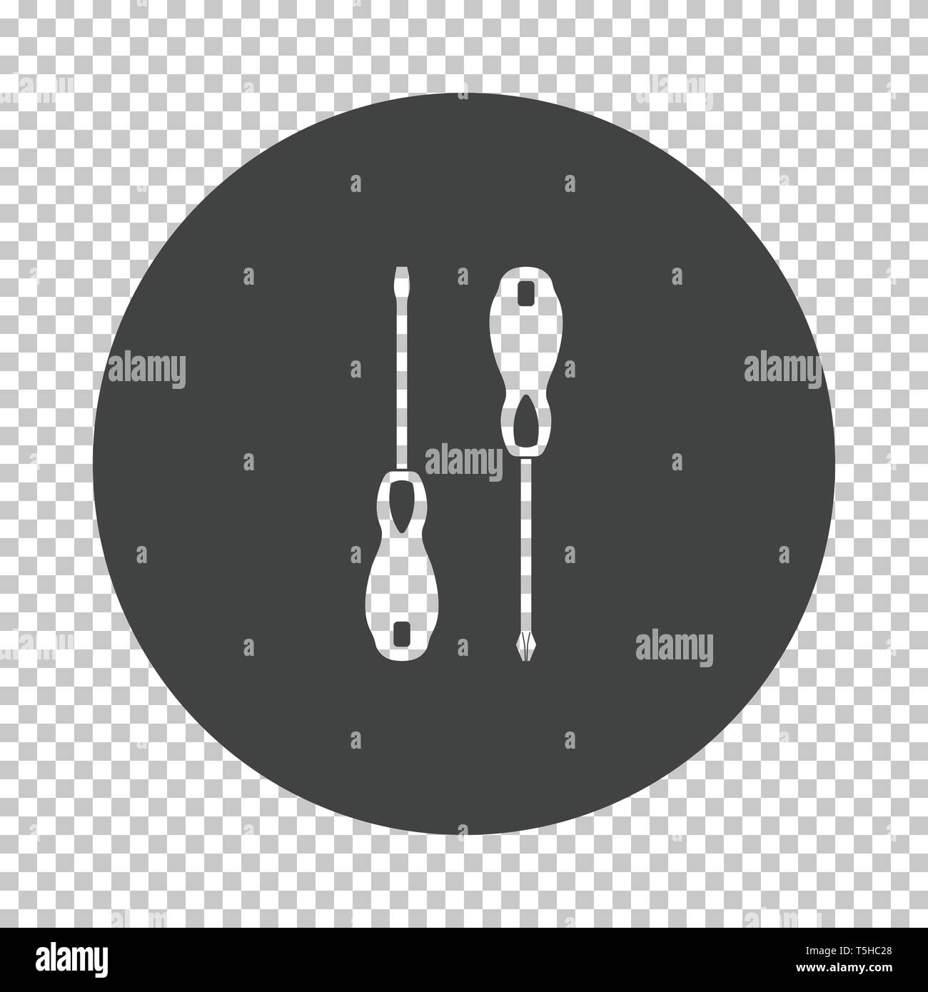 Screwdriver icon. Subtract stencil design on tranparency grid. Vector ...