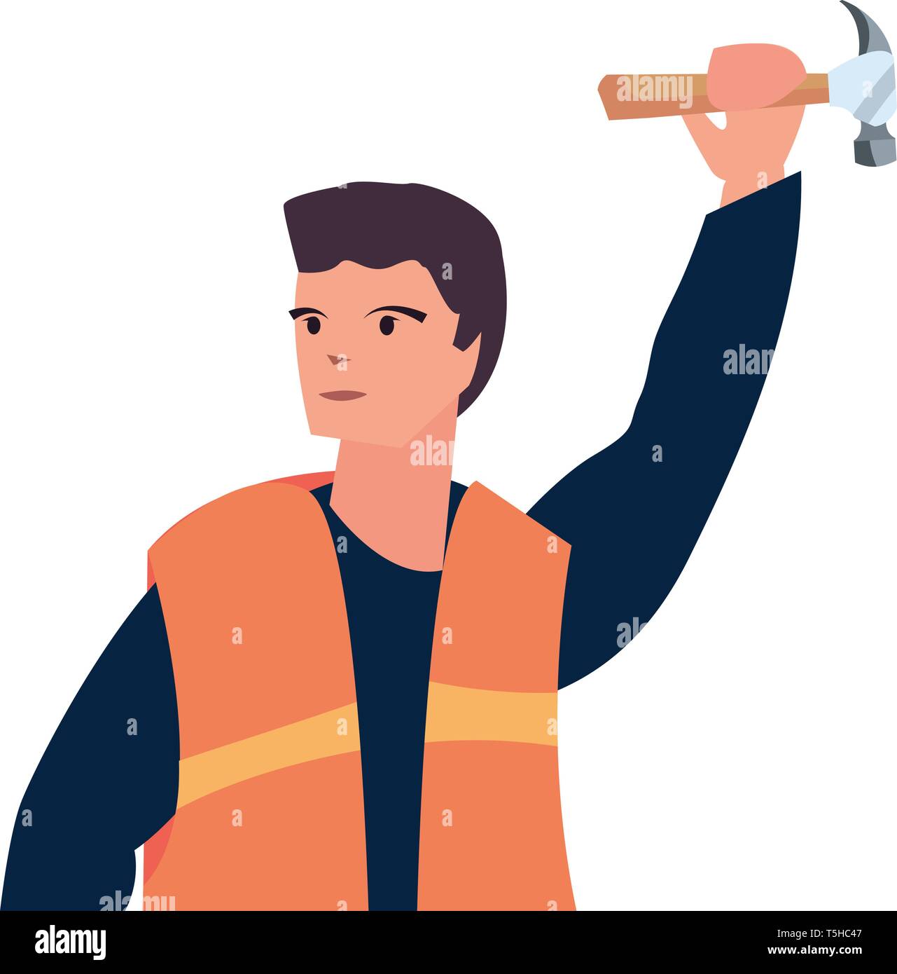 construction worker male hammer vector illustration design Stock Vector ...