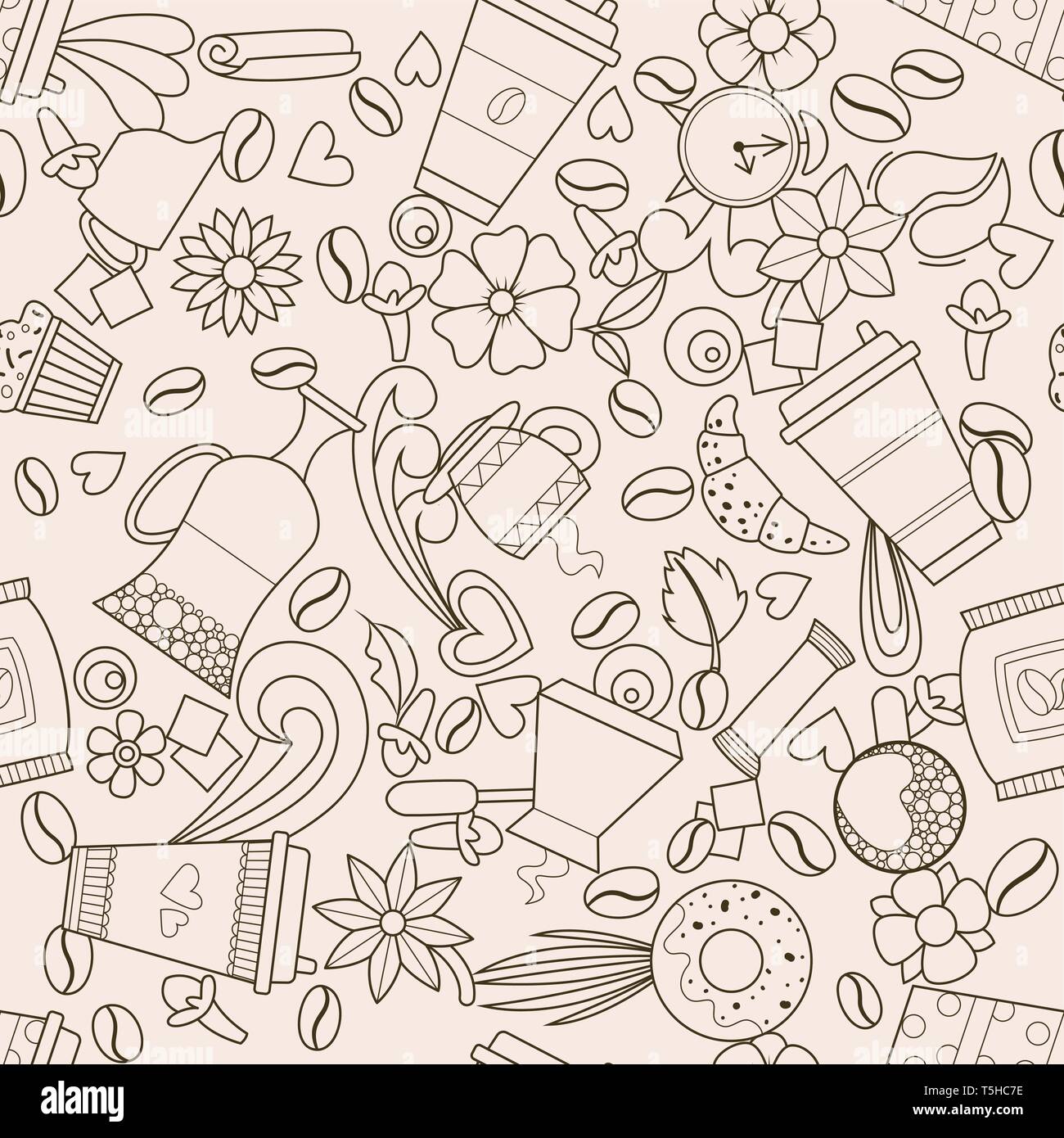 Coffee cups design. Seamless pattern background. Vector illustration ...