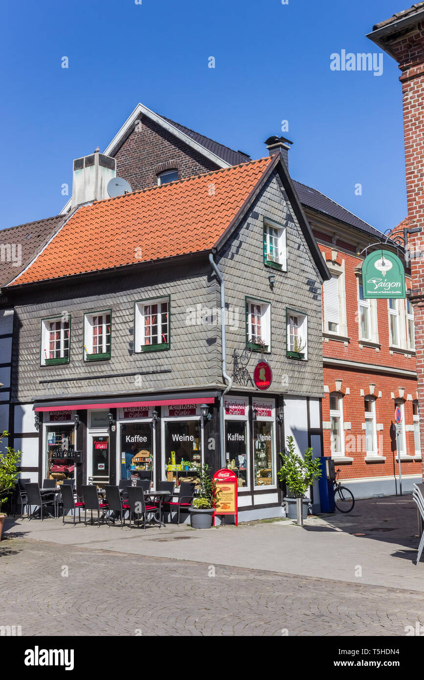 Little cafe in the historic center of Werne, Germany Stock Photo - Alamy