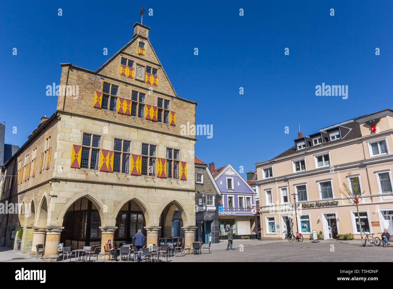 Historic town hall at the market square in Werne, Germany Stock Photo ...