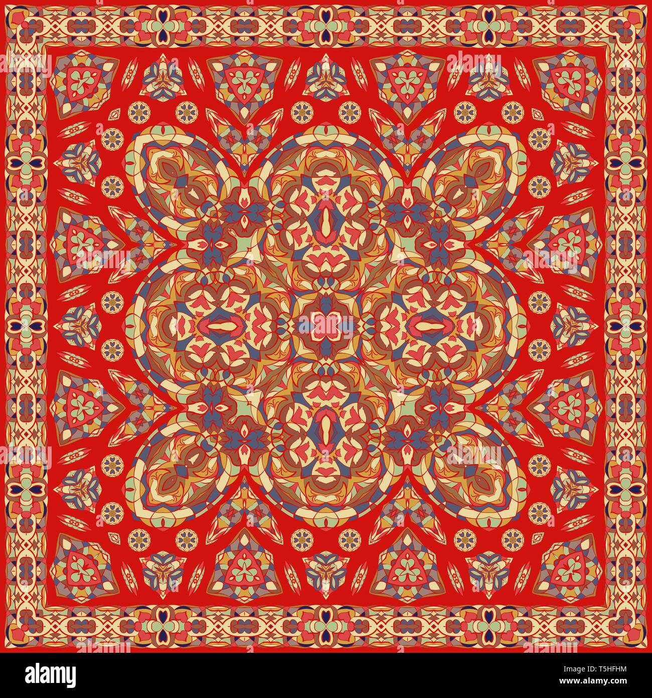 Ancient Arabic square pattern. Red Persian ornament for fabric design ...