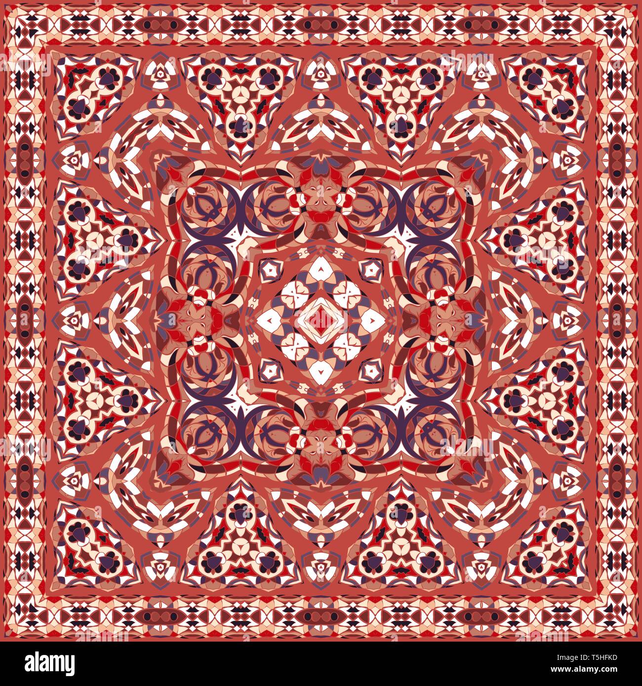 Ancient Arabic square pattern. Red Persian ornament for fabric design ...