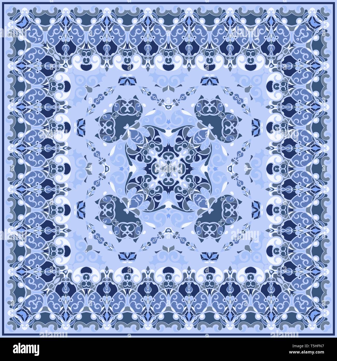 Ancient Arabic pattern. Blue Persian carpet with rich ornament for ...