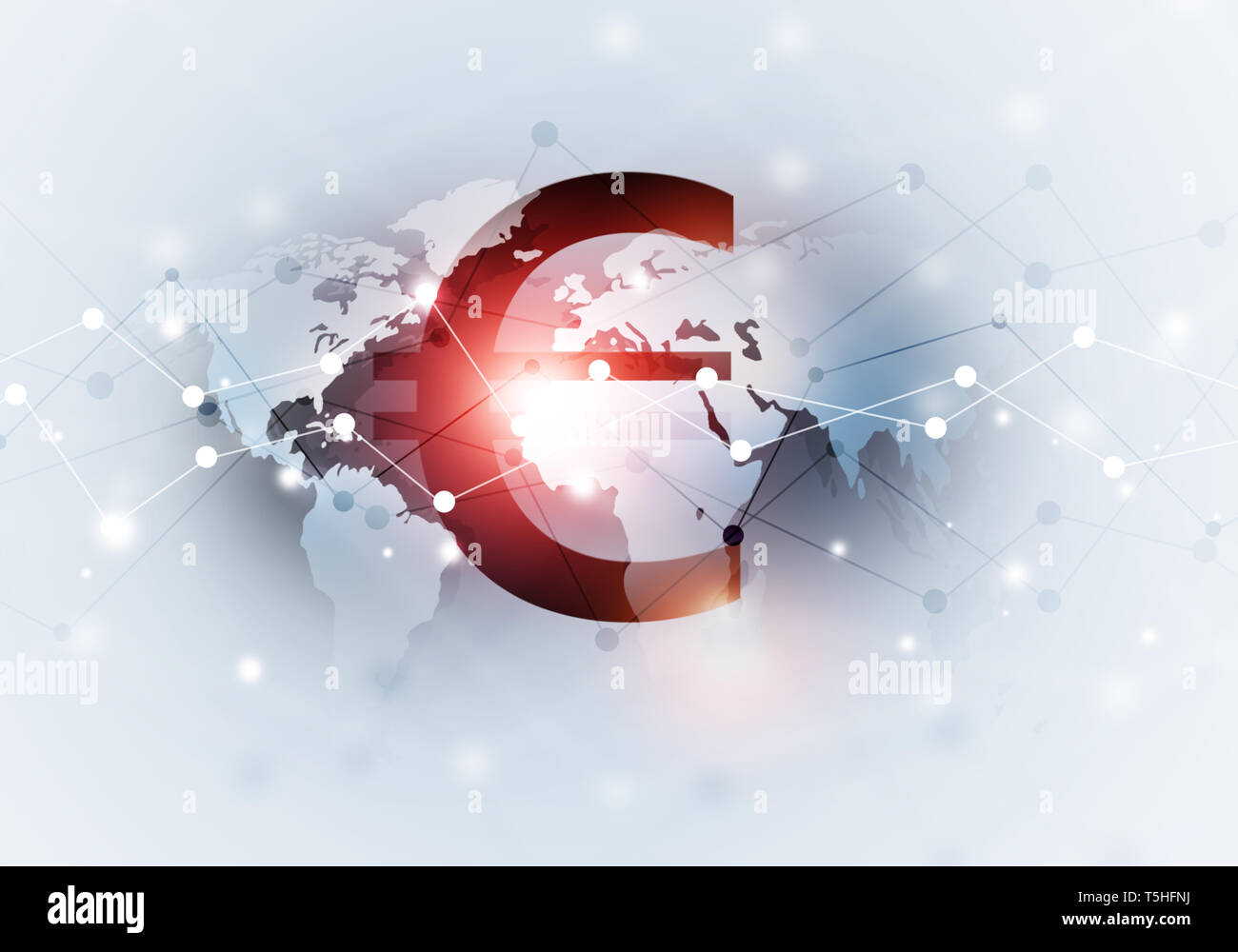 euro logo currency on world map business global market background Stock ...