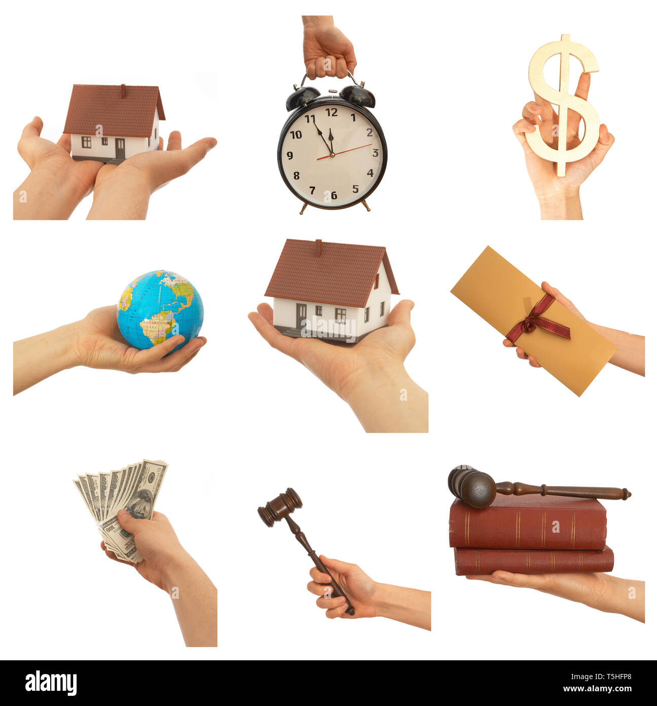 business hands holding lots of different concept objects Stock Photo ...
