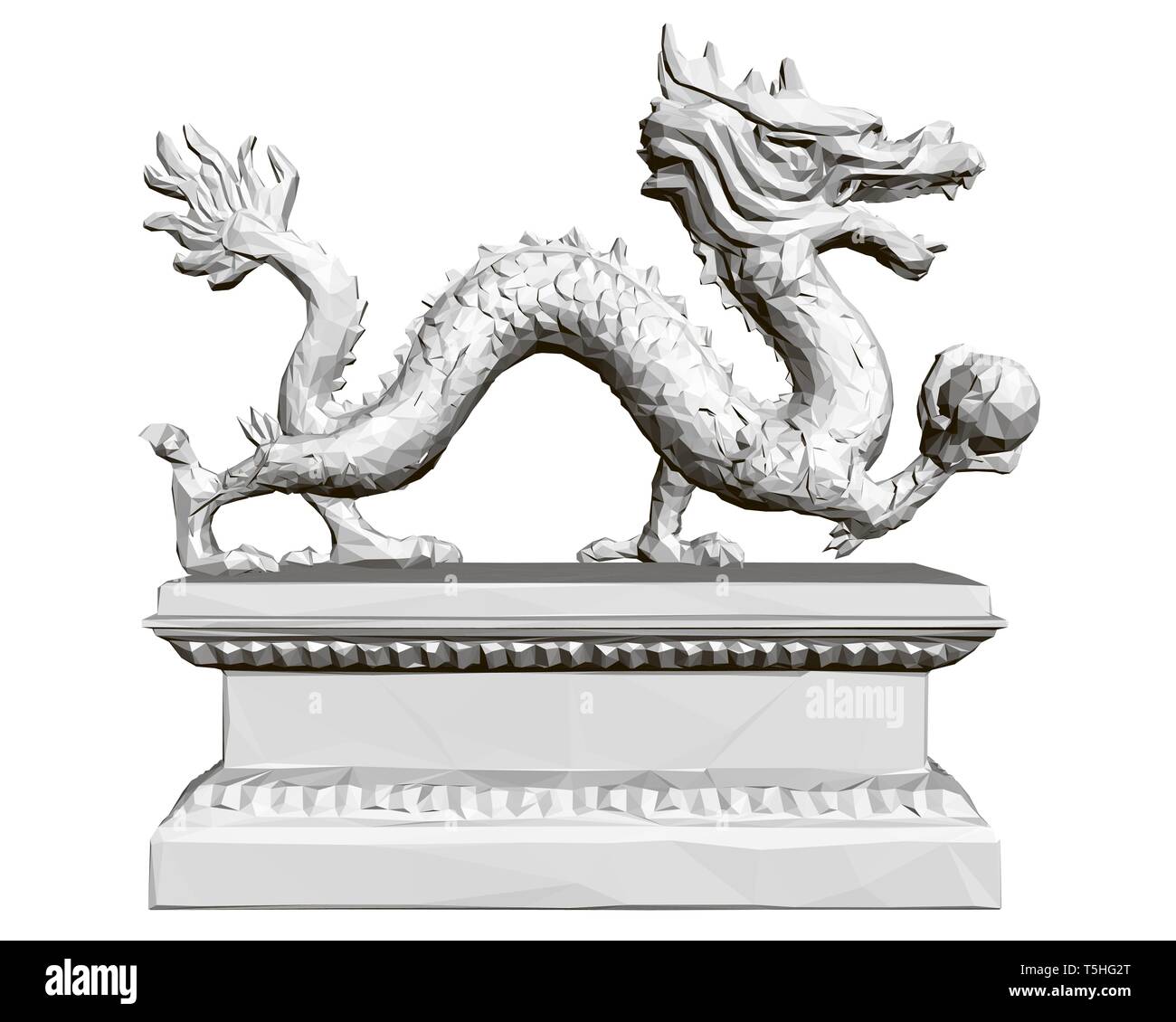 White chinese dragon statue holding Stock Vector Images - Alamy