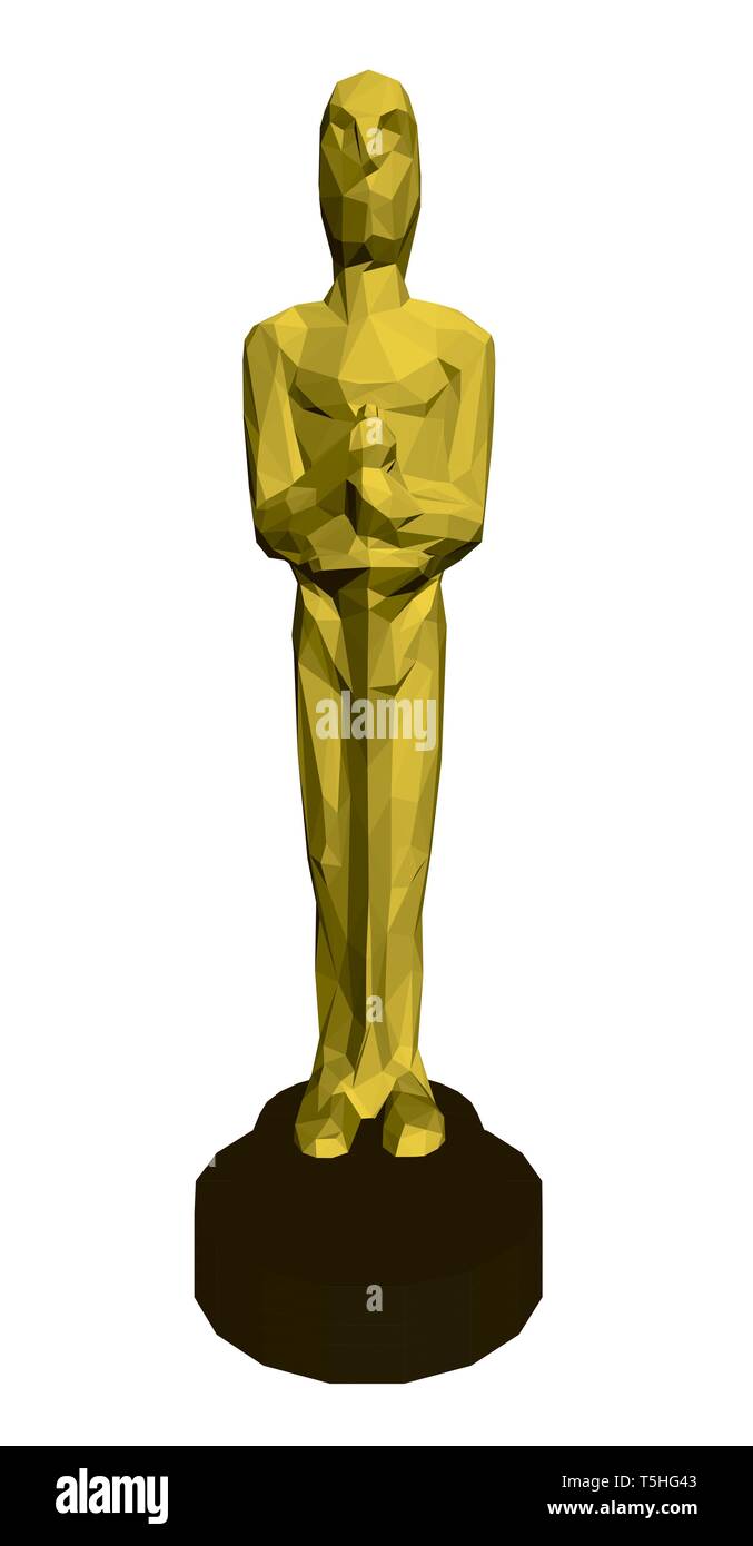 Polygonal statuette Oscar. 3D. Front view Vector illustration Stock ...
