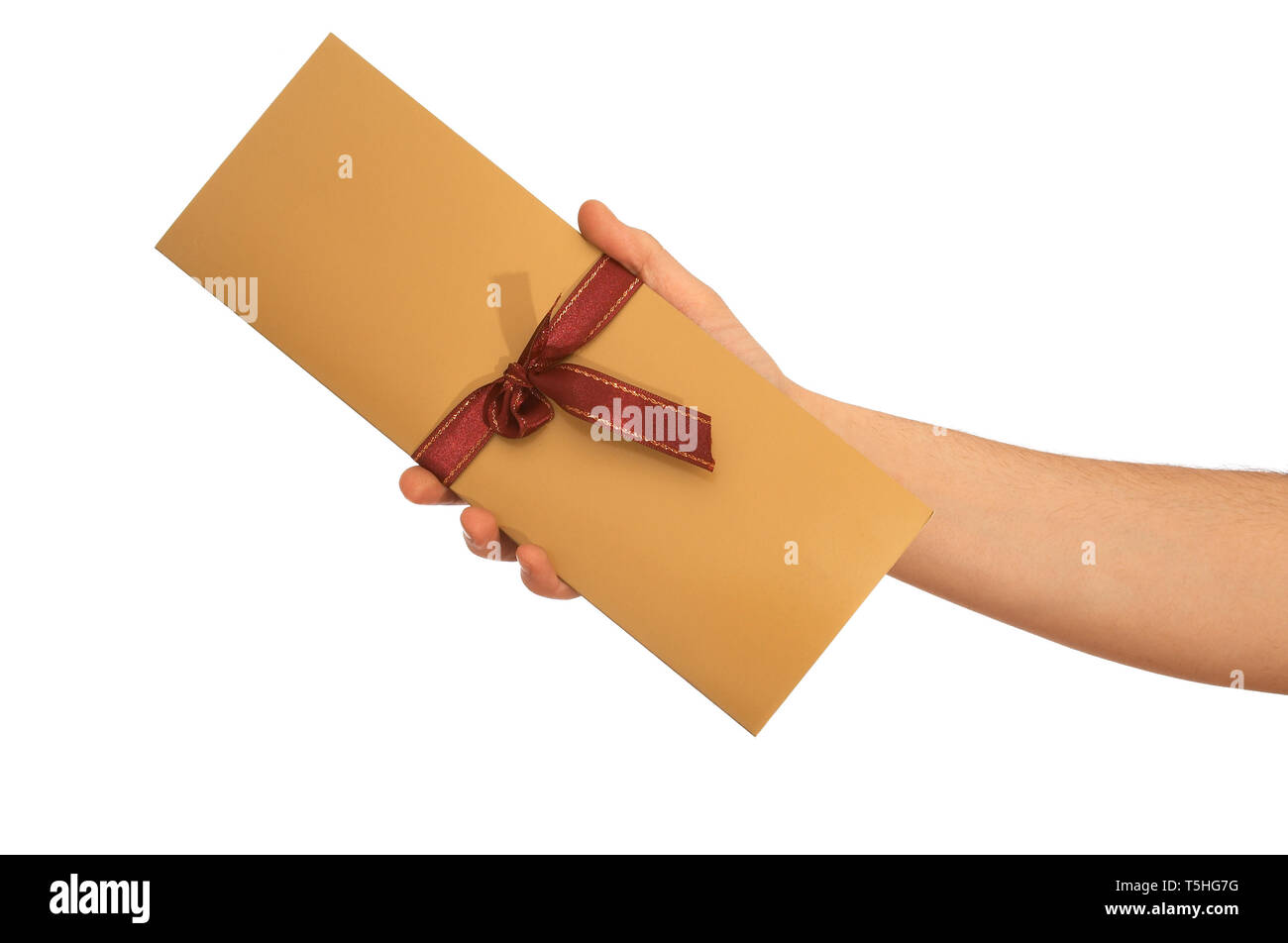 hand giving a nice invitation on white Stock Photo - Alamy