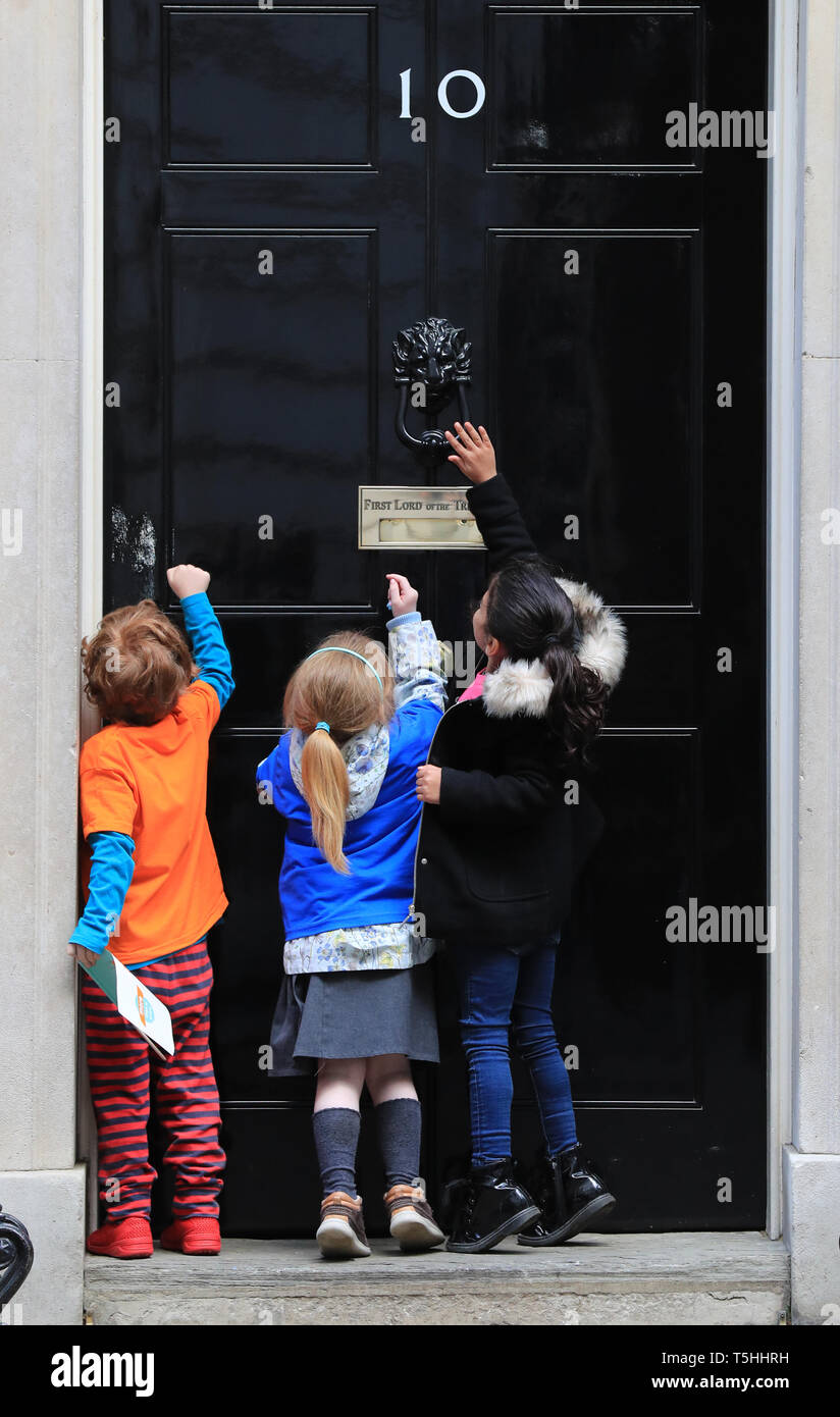 Alex Harrison (left), Isla Tart and Safa Patel outside 10 Downing ...