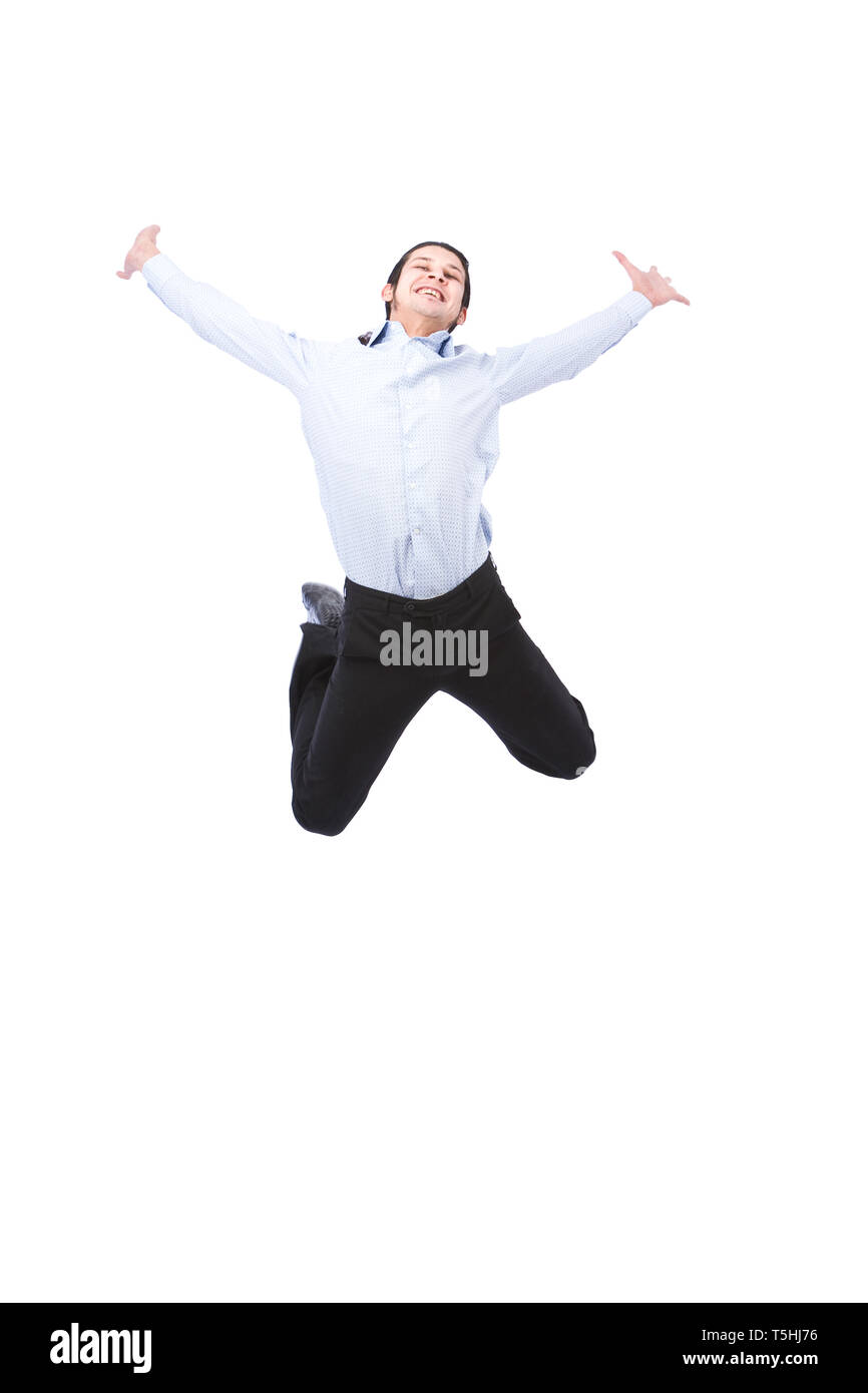 Happy high jump businessman hi-res stock photography and images - Alamy