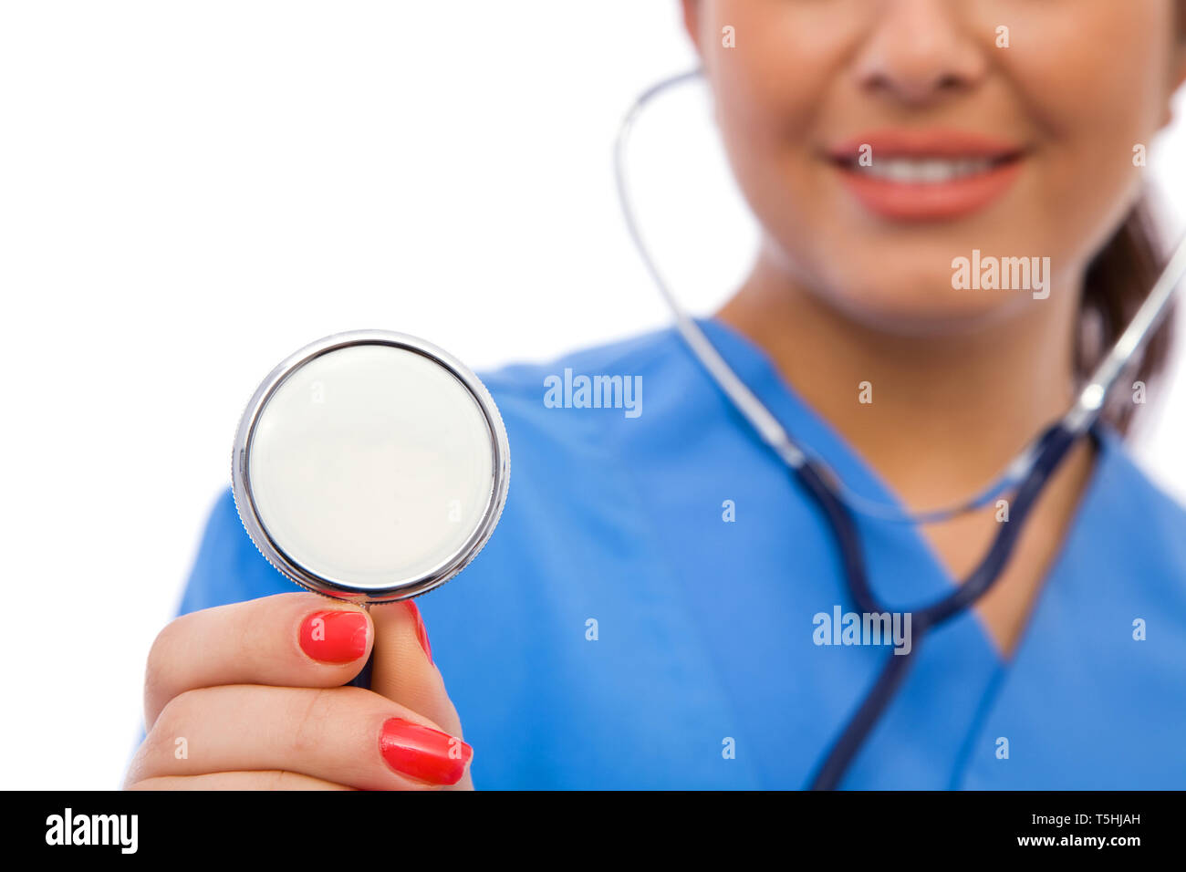 medical doctor with stethoscope on white background Stock Photo - Alamy