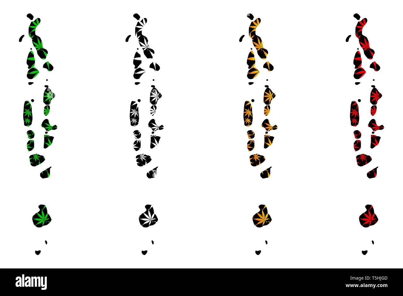 Maldives - map is designed cannabis leaf green and black, Republic of ...