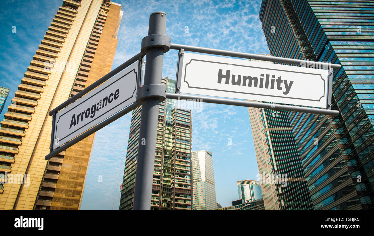 Street Sign Humility versus Arrogance Stock Photo - Alamy