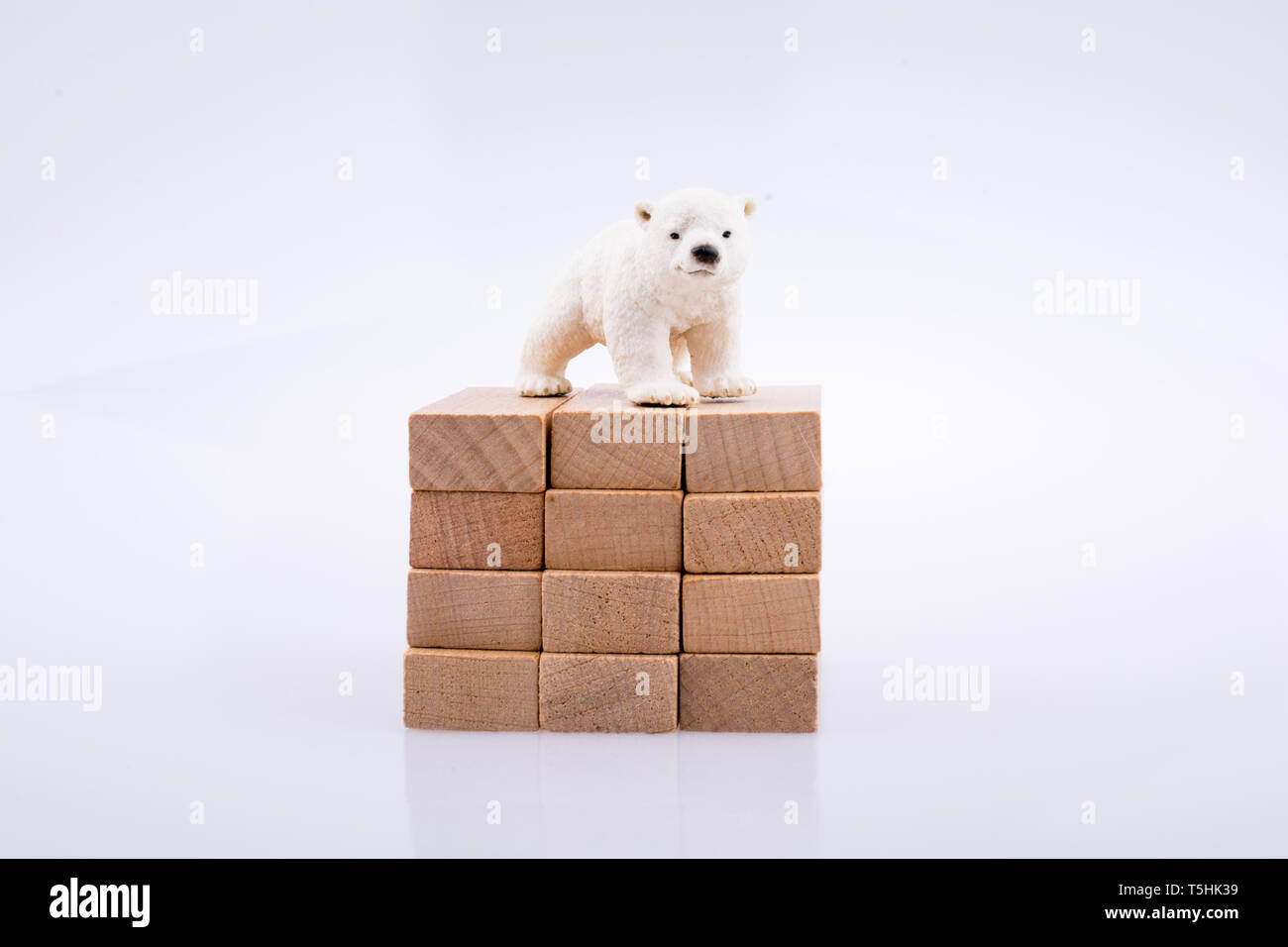 Polar bear is on the bullding blocks on white bakcground Stock Photo ...
