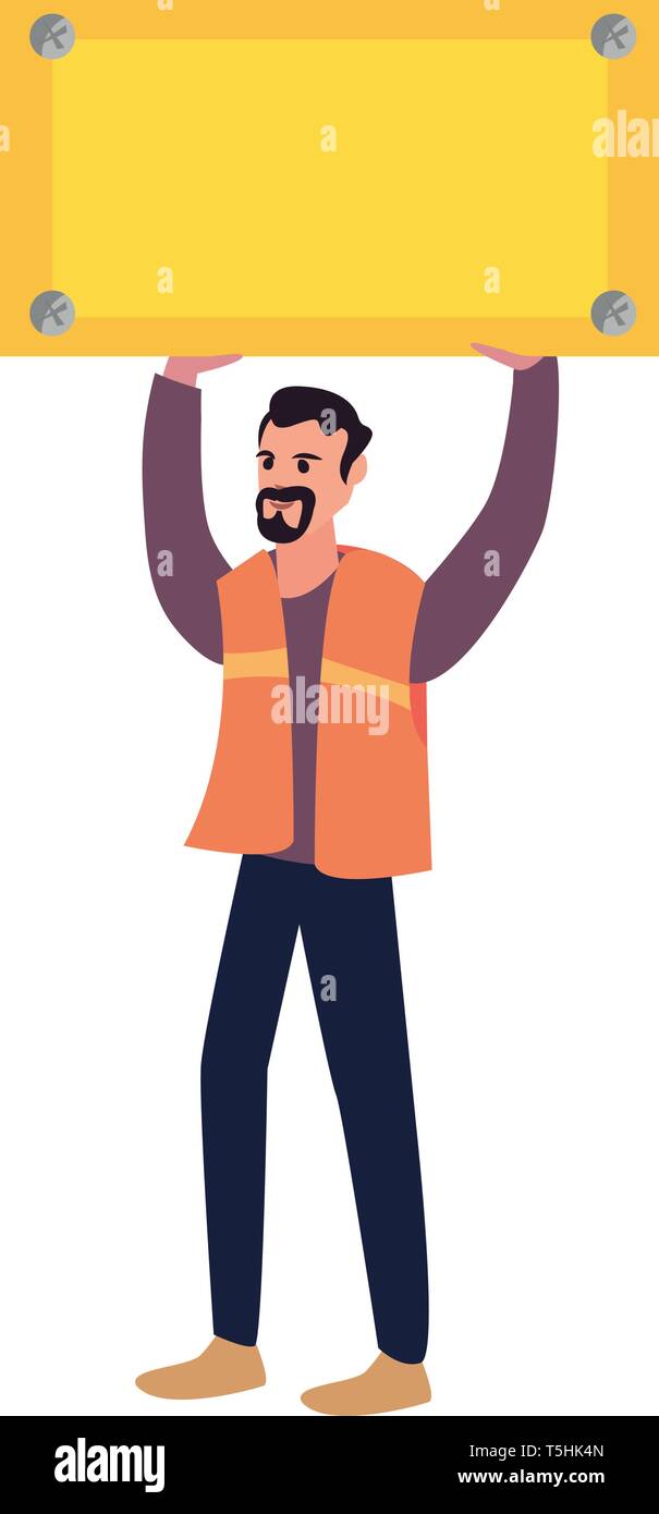 construction worker board labour day vector illustration Stock Vector ...