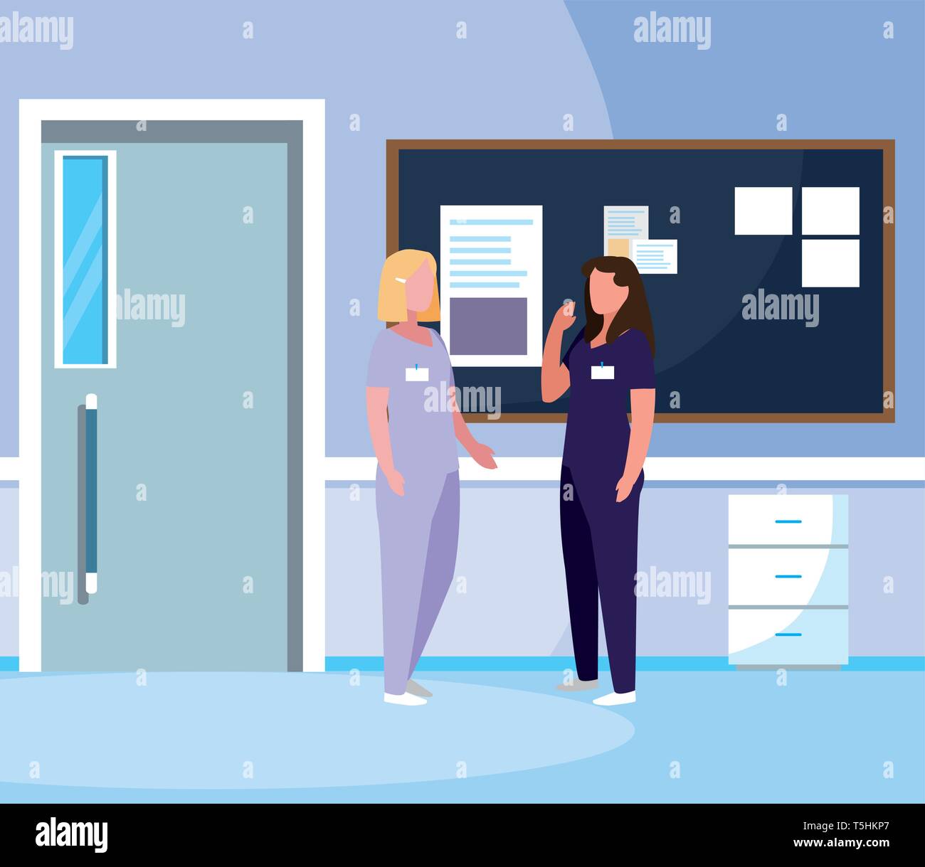 Hospital staff in corridor Stock Vector Images - Alamy