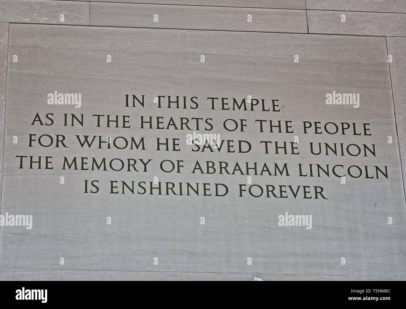 Lincoln Memorial wall inscription in Washington DC USA Stock Photo - Alamy