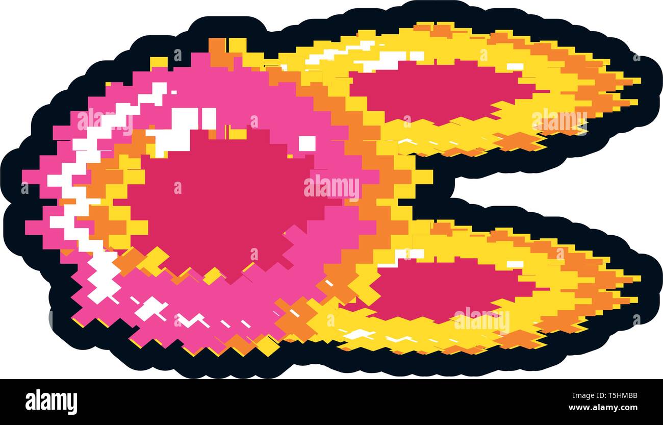 fire ball pixelated video game icon vector illustration design Stock ...