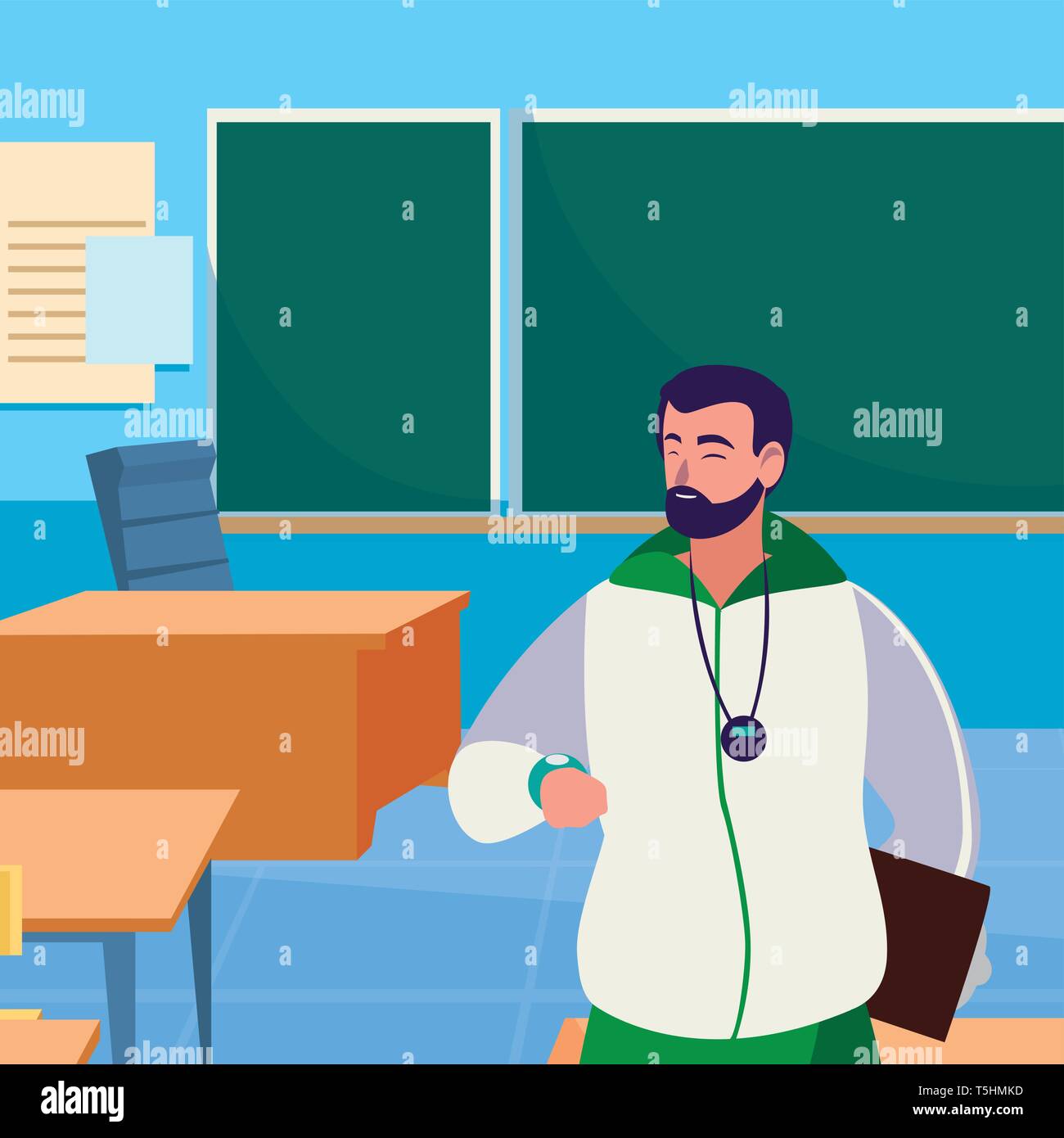sports teacher in the classroom vector illustration design Stock Vector ...