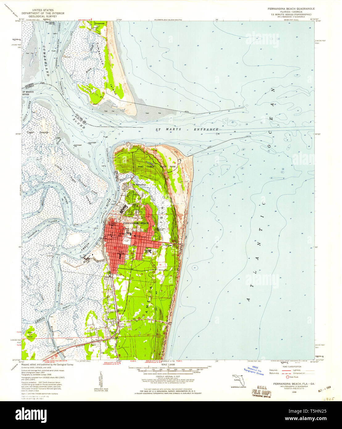 USGS TOPO Map Florida FL Fernandina Beach 346137 1958 24000 Restoration ...