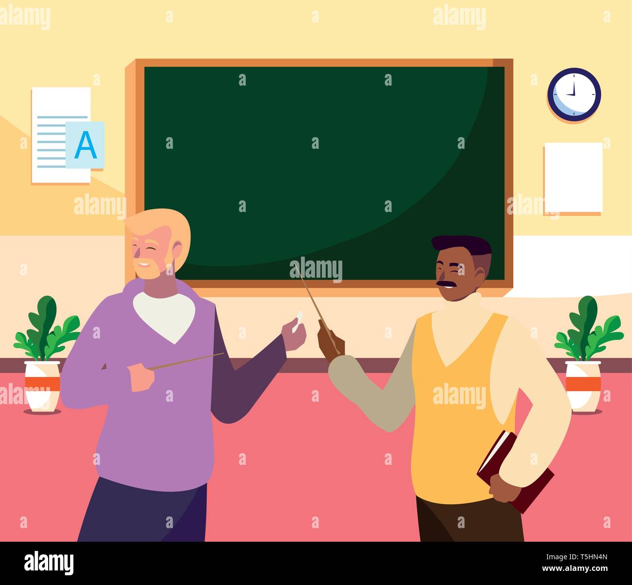 teachers couple in the classroom characters vector illustration design ...