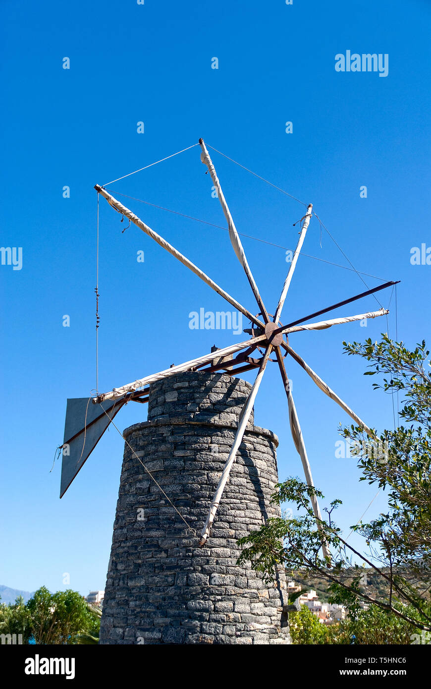 Historic windmill on Crete, Greece Stock Photo - Alamy