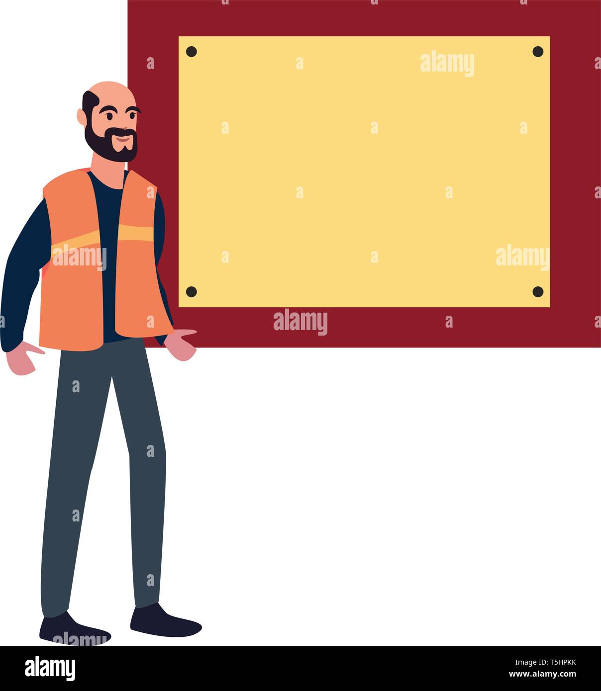 construction worker board vector illustration design image Stock Vector ...