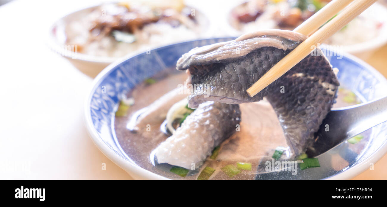 Milkfish skin soup, distinctive Taiwan delicacy food in Tainan. Famous ...