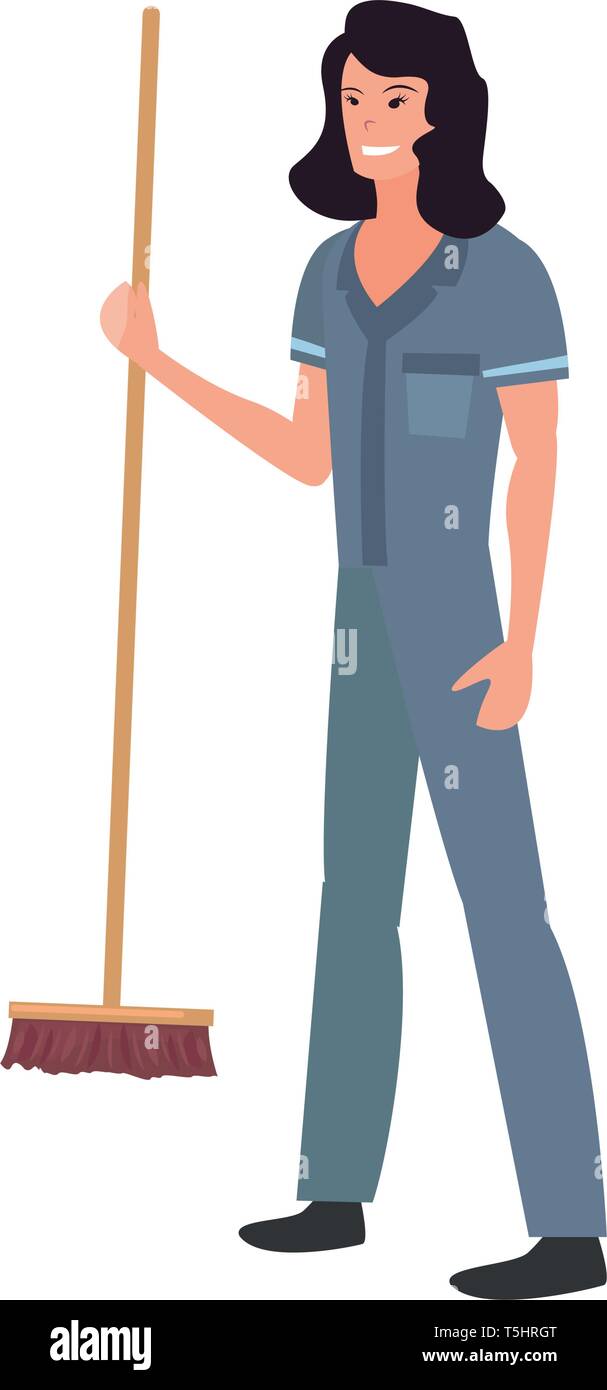 street sweeper woman profession labour day vector illustration Stock ...