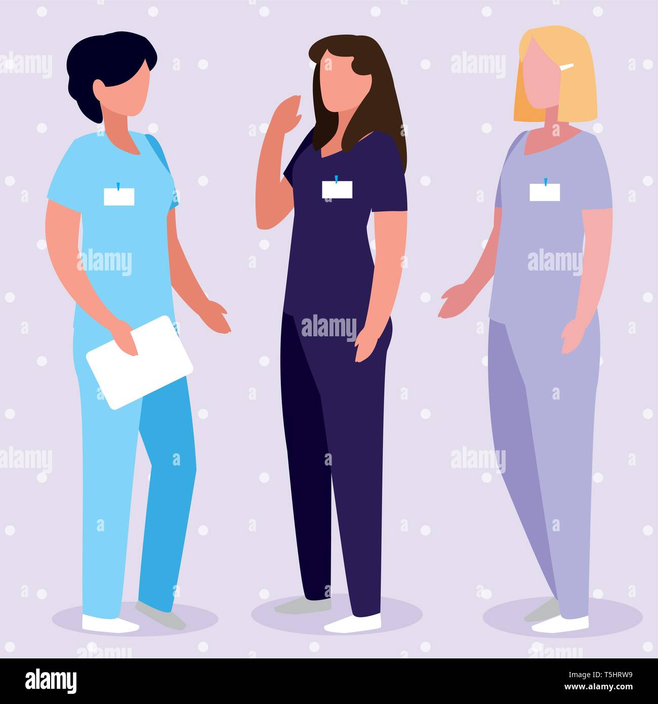 female medicine workers with uniform characters vector illustration ...